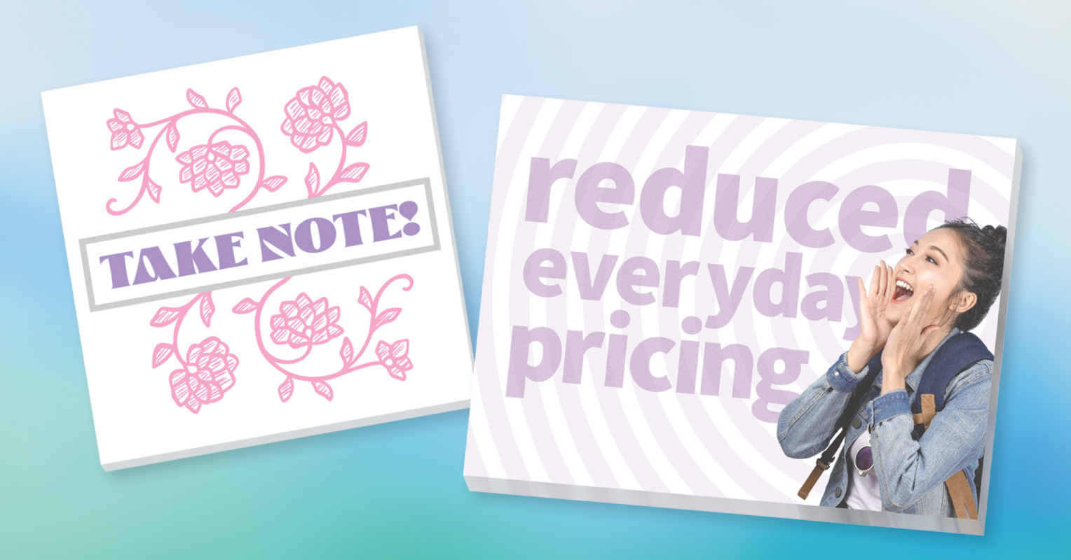 Reduced Everday Pricing on Best-Selling Souvenir® Sticky Note™ Products!